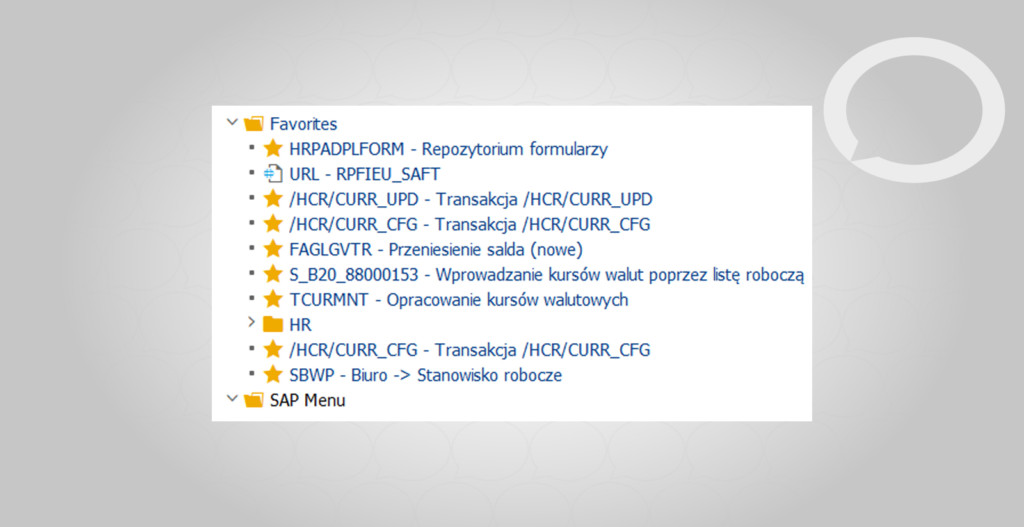 How to add a transaction to favorites in SAP? - Hicron