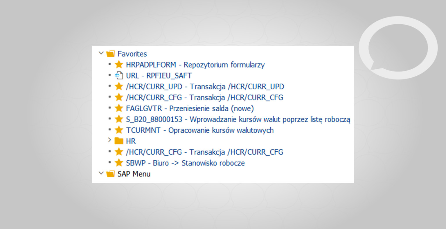 How to add a transaction to favorites in SAP? - Hicron
